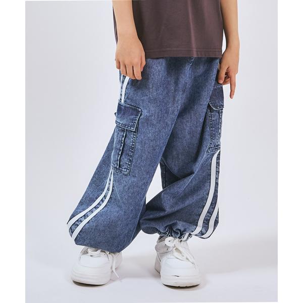 ZOZO問い合わせ番号:106053970ショップ:petit main，プティマインブランド:minimal，ミニマル商品名:【裾ゴム仕様】ライン入りデニムカーゴパンツカテゴリ:パンツ>その他パンツブランド品番:4361117素材:...