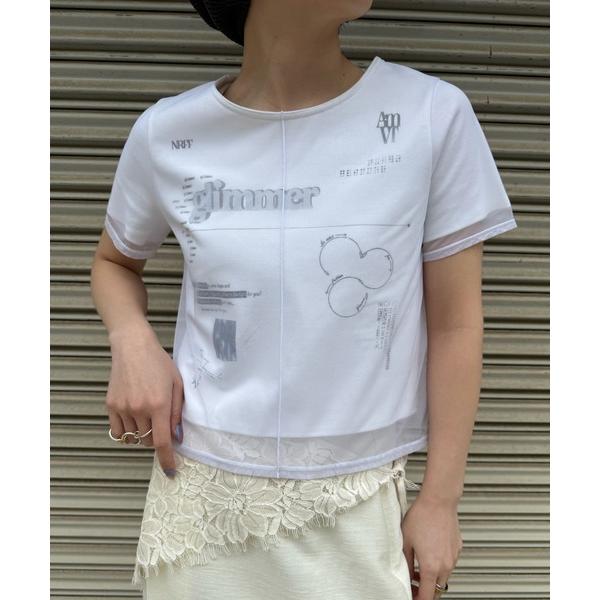 ZOZO問い合わせ番号:106055882ショップ:AMERI VINTAGE，アメリビンテージブランド:Ameri，アメリ商品名:SHEER LAYERED GLIMMER GRAPHIC TEEカテゴリ:トップス>Tシャツ/カット...