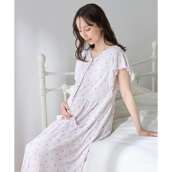 ZOZO問い合わせ番号:106056289ショップ:cross marche，クロスマルシェブランド:Rosemadame，ローズマダム商品名:ワッフル風アイス柄ネグリジェ/ワンピースパジャマ/マタニティパジャマ（マタニティ/授乳服）上下セ...