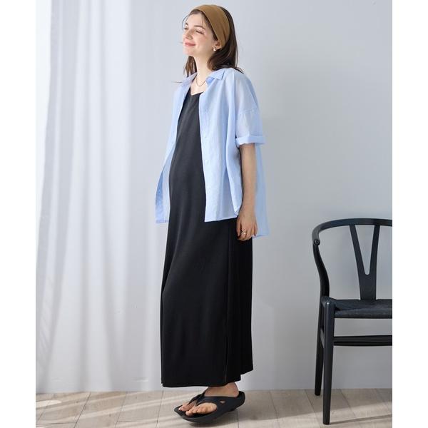 ZOZO問い合わせ番号:106056290ショップ:cross marche，クロスマルシェブランド:Rosemadame，ローズマダム商品名:シアーストライプシャツ×ラメリブ ノースリ ワンピース/マタニティワンピース（マタニティ/授乳服...