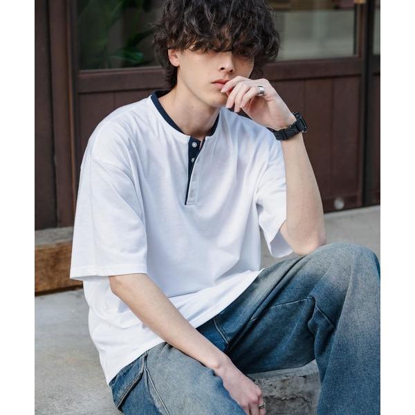 『タイムセール実施中』ZOZO問い合わせ番号:106056566ショップ:Rocky Monroe，ロッキーモンローブランド:Rocky Monroe，ロッキーモンロー商品名:オーバーサイズ レイヤードヘンリーネック半袖Tシャツカテゴリ:ト...