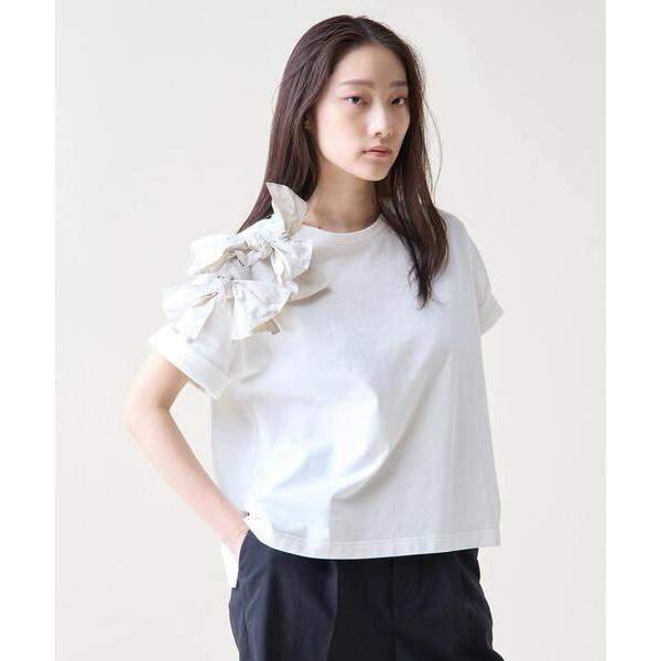 ZOZO問い合わせ番号:106059050ショップ:TIARA，ティアラブランド:TIARA，ティアラ商品名:ショルダーリボンTシャツカテゴリ:トップス>Tシャツ/カットソーブランド品番:A0161UTS478素材:コットン100％カ...