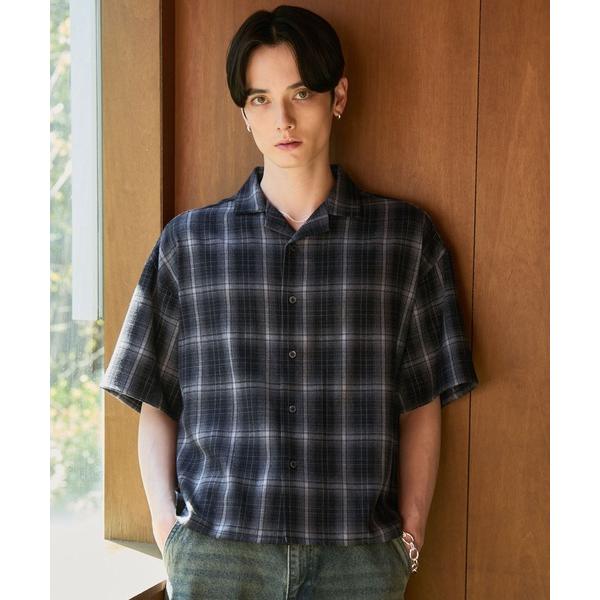 ZOZO問い合わせ番号:106062273ショップ:EMMA CLOTHES，エマ クローズブランド:LUENNA，ルエナ商品名:【LUENNA】Open Collar Short Sleeve Check Shirt / オープンカラー半...