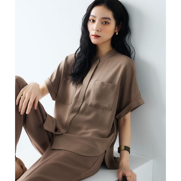 ZOZO問い合わせ番号:106089321ショップ:cross marche，クロスマルシェブランド:CROSS FUNCTION，クロスファンクション商品名:《防シワ》サマナチュラリュクス ダブルポケットバンドカラーブラウス【CROSS ...