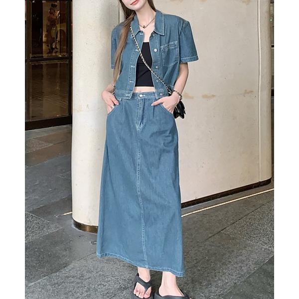 『タイムセール実施中』ZOZO問い合わせ番号:106095317ショップ:Ulysses，ユリシスブランド:Girly Doll，ガーリードール商品名:【デニムセットアップ】半袖ジャケット×ロングスカートカテゴリ:ジャケット/アウター&gt...