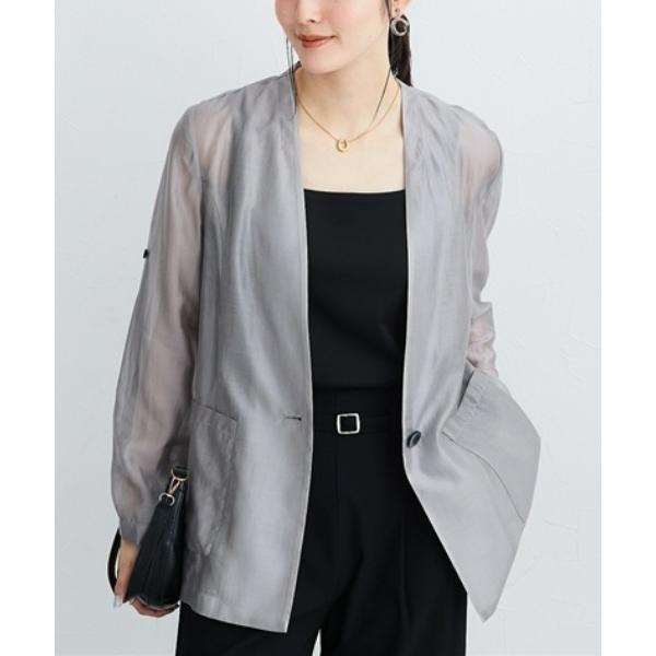 ZOZO問い合わせ番号:106095707ショップ:nissen，ニッセンブランド:7days Life Styling，セブンデイズライフスタイリング商品名:シアーカラーレスジャケットカテゴリ:ジャケット/アウター>カバーオールブラ...