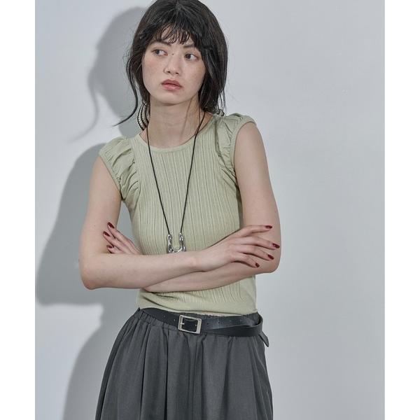 ZOZO問い合わせ番号:106099309ショップ:Auntie Rosa，アンティローザブランド:THE YOn，ザヨン商品名:ギャザーショルダーリブニットカテゴリ:トップス>ニット/セーターブランド品番:TY00000494素材:...