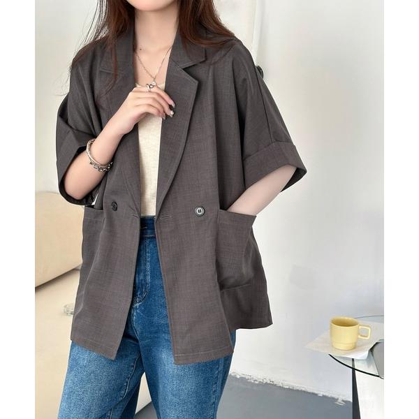 『タイムセール実施中』ZOZO問い合わせ番号:106099608ショップ:TeddyShop，テディショップブランド:DAY CLOSET，デイ クローゼット商品名:【ゆるっと羽織れてこなれ魅せ】半袖ドルマンスリーブダブルボタンテーラードジ...