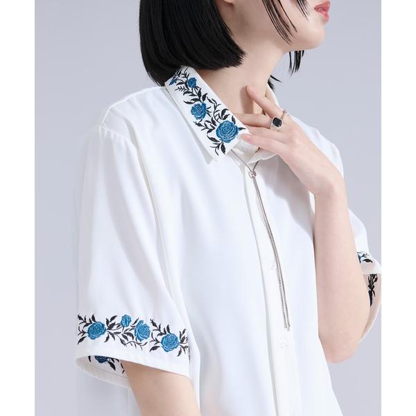 ZOZO問い合わせ番号:106099692ショップ:Ellno Loset，エルノロゼットブランド:Ellno Loset，エルノロゼット商品名:【機能性付き】ローズ刺繍トロミSSシャツカテゴリ:トップス>シャツ/ブラウスブランド品番...