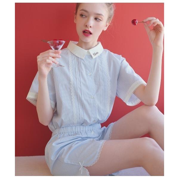 ZOZO問い合わせ番号:106099962ショップ:PEACH JOHN，ピーチ・ジョンブランド:PEACH JOHN，ピーチジョン商品名:コットン混レースシャツパジャマカテゴリ:ルームウェア>ルームウェア/パジャマブランド品番:10...