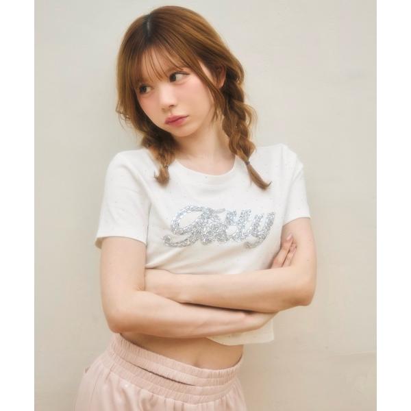 『タイムセール実施中』ZOZO問い合わせ番号:106136591ショップ:Auntie Rosa，アンティローザブランド:TITTY&amp;CO.，ティティーアンドコー商品名:ラインストーン半袖Teeカテゴリ:トップス>Tシャツ/カ...