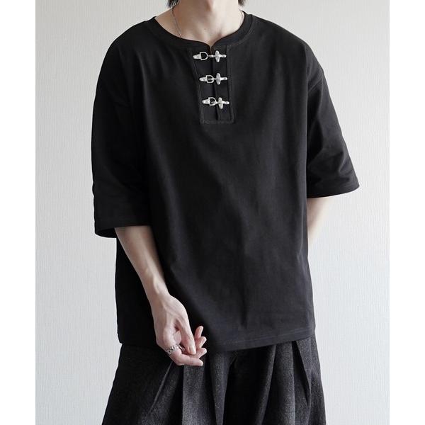ZOZO問い合わせ番号:106138933ショップ:Art re A，アトリエブランド:ELLUV，エルブ商品名:【ELLUV/エルヴ】ファインコットンスムース ファイヤーマンバックル 半袖 ヘンリーネックTシャツ/接触冷感 UVカットカテ...