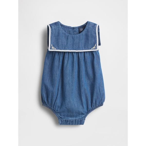 『タイムセール実施中』※このアイテムは返品・交換対象外商品です。ZOZO問い合わせ番号:106138980ショップ:GAP，ギャップブランド:GAP，ギャップ商品名:デニム セーラー バブルボディスーツ (ベビー)カテゴリ:ママ＆ベビー&g...