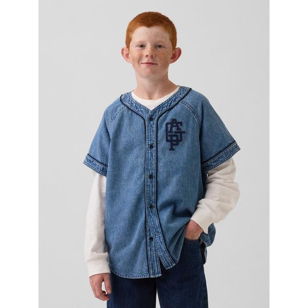 ZOZO問い合わせ番号:106139399ショップ:GAP，ギャップブランド:GAP，ギャップ商品名:デニム バーシティ ジャージー (キッズ)カテゴリ:トップス>シャツ/ブラウスブランド品番:899110素材:コットン100%カラー...