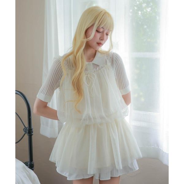 『タイムセール実施中』ZOZO問い合わせ番号:106139680ショップ:Lace Ladies，レースレディースブランド:LiLIN，リリン商品名:フリル リボン チュール チュニック ワンピースカテゴリ:ワンピース/ドレス>チュニ...