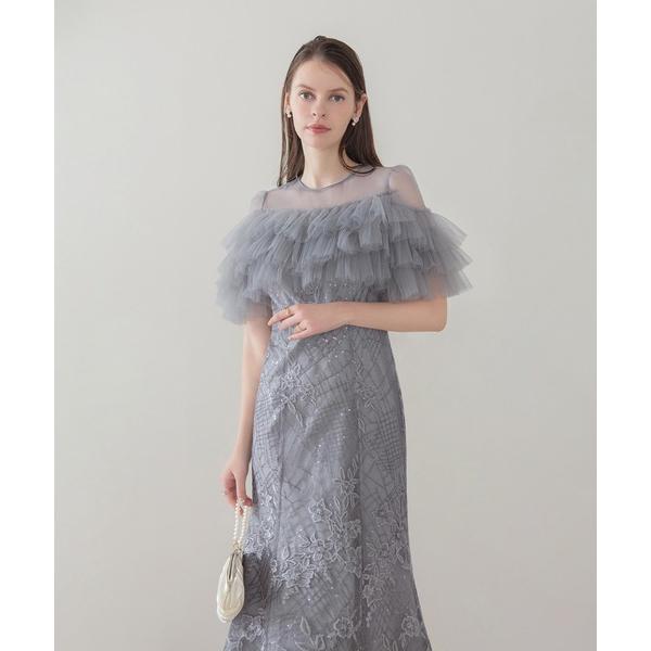 『タイムセール実施中』ZOZO問い合わせ番号:106139796ショップ:Leja，レジャブランド:Leja，レジャ商品名:【LEJA】フロントチュールフリルフラワースパンコールマーメイドワンピースドレス美脚効果結婚式 パーティードレス 成...