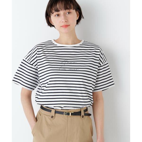 ZOZO問い合わせ番号:106140365ショップ:human woman，ヒューマンウーマンブランド:human woman，ヒューマンウーマン商品名:◆Azur La mer ボーダーロゴＴシャツカテゴリ:トップス>Tシャツ/カッ...