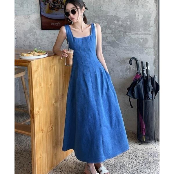 ZOZO問い合わせ番号:106177734ショップ:Ulysses，ユリシスブランド:semplice，センプリチェ商品名:スクエアネック デニム ロングワンピースカテゴリ:ワンピース/ドレス>ワンピースブランド品番:BSTF275素...