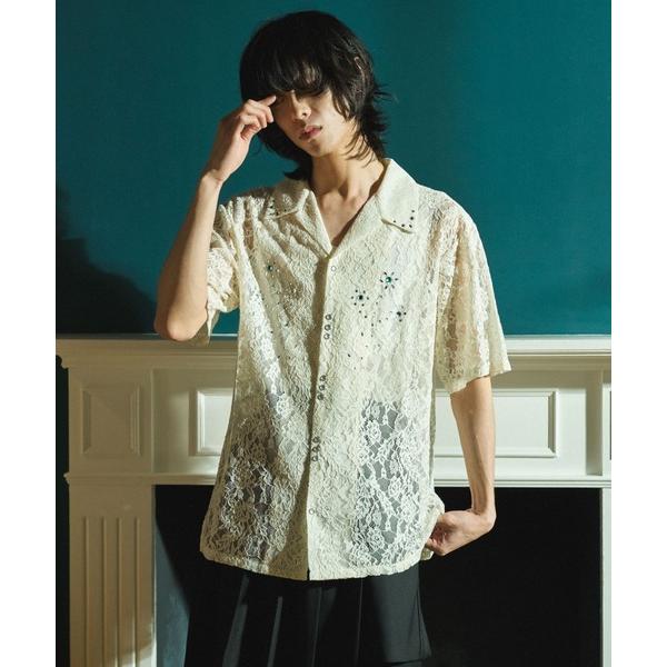 ZOZO問い合わせ番号:106250463ショップ:BROKEN BASE，ブロークンベースブランド:Camphor wood，カンファーウッド商品名:FLOWER BIJOU SHEER H/S SHIRTS / フラワーラインストーンシ...