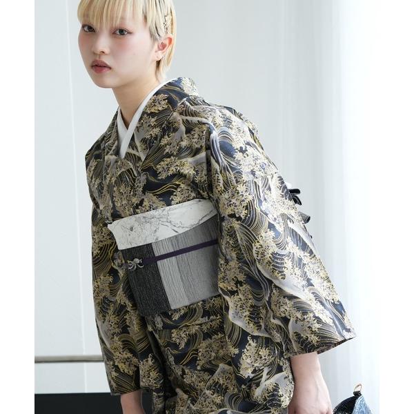 ZOZO問い合わせ番号:106250833ショップ:utatane，ウタタネブランド:utatane，ウタタネ商品名:着物 単衣 ニコアンティーク グレートウェーブ ブラックカテゴリ:水着/着物・浴衣>着物ブランド品番:5132609...