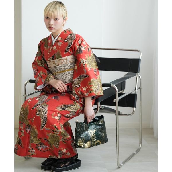 ZOZO問い合わせ番号:106250834ショップ:utatane，ウタタネブランド:utatane，ウタタネ商品名:着物 単衣 ニコアンティーク 文学・鶴亀 レッドカテゴリ:水着/着物・浴衣>着物ブランド品番:5132609500素...