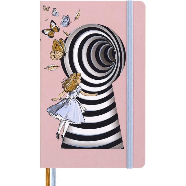 ZOZO問い合わせ番号:106289836ショップ:MOLESKINE，モレスキンブランド:MOLESKINE，モレスキン商品名:モレスキン x 不思議の国のアリス アリス ノート ラージサイズ (横13cm×縦21cm) 横罫 ピンク L...