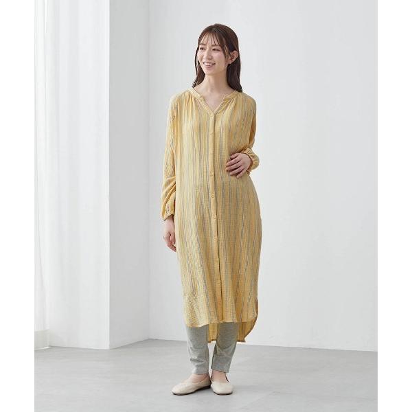 ZOZO問い合わせ番号:106291168ショップ:Belle Maison，ベルメゾンブランド:Belle Maison，ベルメゾン商品名:マタニティサイズのダブルガーゼ長袖シャツワンピース＆レギンスパジャマカテゴリ:ママ＆ベビー>...