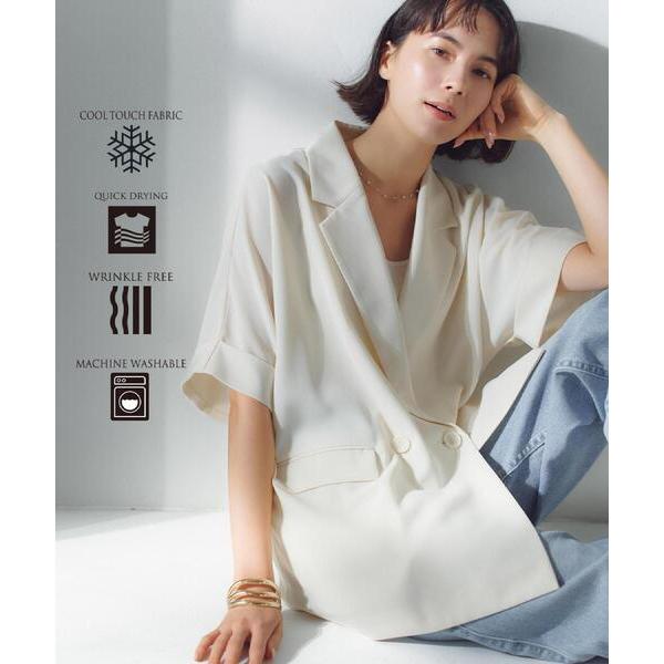 ZOZO問い合わせ番号:106291246ショップ:OPAQUE.CLIP，オペークドットクリップブランド:OPAQUE.CLIP，オペークドットクリップ商品名:【接触冷感/吸水速乾/防シワ】リネンライクテーラードジャケット《洗濯機OK》カ...