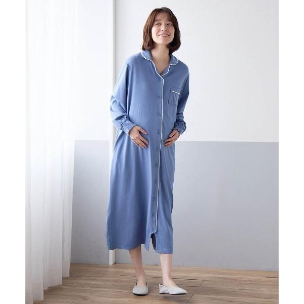ZOZO問い合わせ番号:106291711ショップ:Belle Maison，ベルメゾンブランド:Belle Maison，ベルメゾン商品名:襟付きマタニティサイズ２WAY長袖ワンピパジャマカテゴリ:ママ＆ベビー>マタニティウェア/グ...