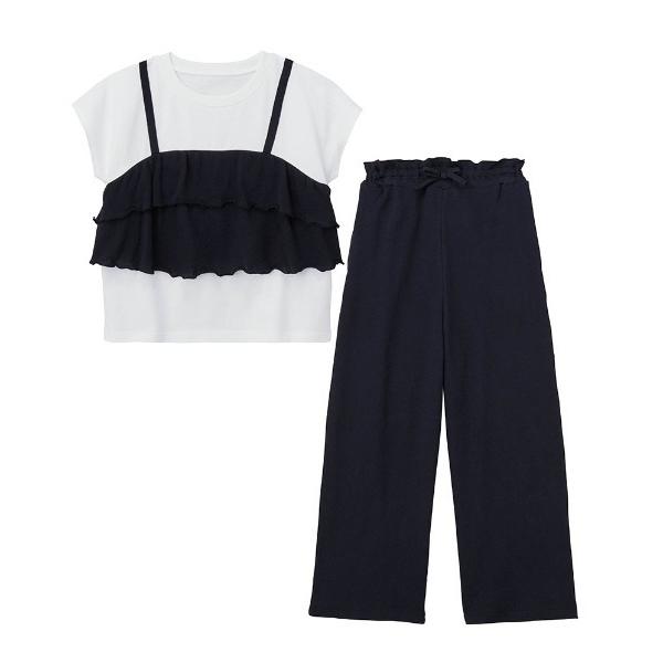 ZOZO問い合わせ番号:106292456ショップ:Belle Maison，ベルメゾンブランド:GITA，ジータ商品名:楊柳フリルビスチェＴシャツ＆ワイドパンツセットカテゴリ:ジャケット/アウター>セットアップブランド品番:1277...