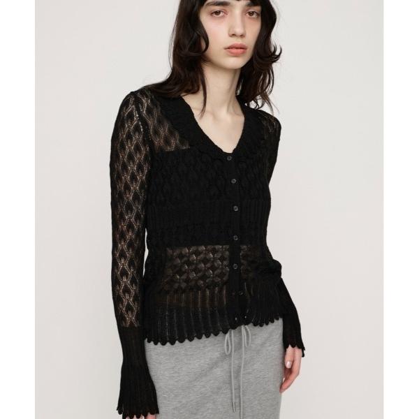 ZOZO問い合わせ番号:106328350ショップ:SLY，スライブランド:SLY，スライ商品名:FRILL OPENWORK KNITTING C/D フリルオープンワークニッティングカーディガン 春服 夏服カテゴリ:トップス>カー...