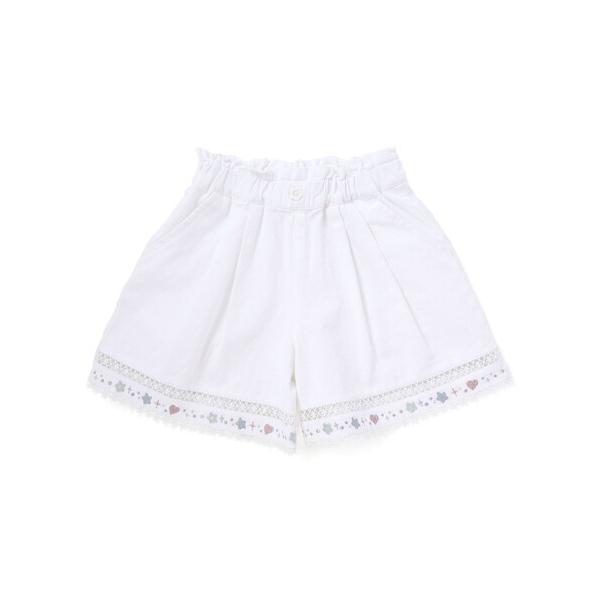 ZOZO問い合わせ番号:106328367ショップ:BEBE ONLINE STORE，ベベ オンラインストアブランド:SLAP SLIP，スラップスリップ商品名:裾レース刺しゅう入りデニムショートパンツ(90~130cm)カテゴリ:パンツ...