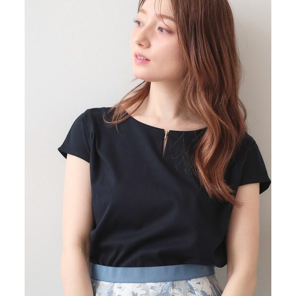 ZOZO問い合わせ番号:106331805ショップ:index，インデックスブランド:index，インデックス商品名:【接触冷感】ビジューキーネックフレンチトップス《UVケア／洗濯機OK／XS〜3L／8col》カテゴリ:トップス>Tシ...