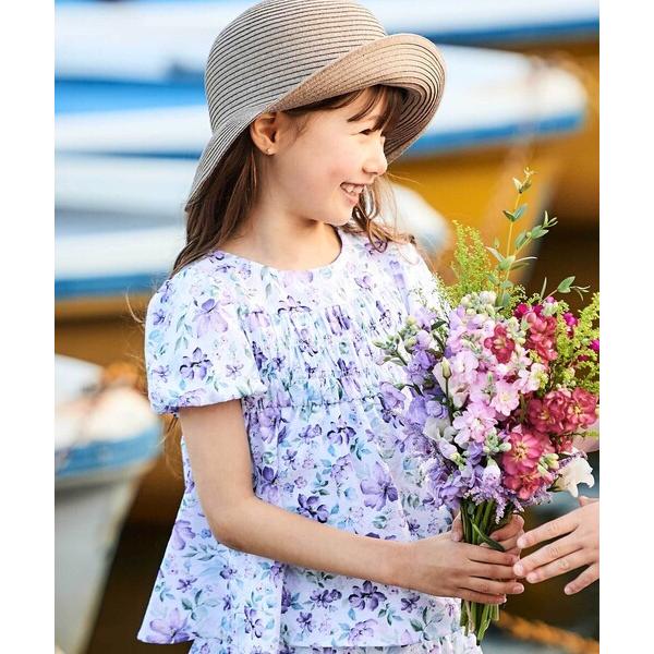 ZOZO問い合わせ番号:106368489ショップ:BEBE ONLINE STORE，ベベ オンラインストアブランド:BeBe，ベベ商品名:【お揃い】ジャルダンフルーリプリントサッカーシャーリングブラウスカテゴリ:トップス>シャツ/...