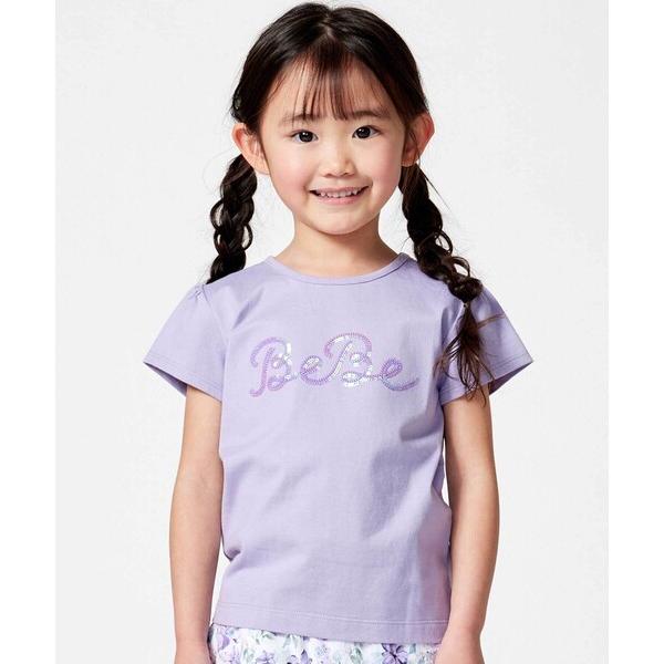 ZOZO問い合わせ番号:106368495ショップ:BEBE ONLINE STORE，ベベ オンラインストアブランド:BeBe，ベベ商品名:クリアスパンコールロゴ天竺半袖Tシャツ(100~150cm)カテゴリ:トップス>Tシャツ/カ...