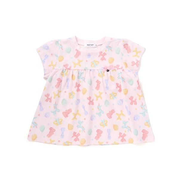 ZOZO問い合わせ番号:106368520ショップ:BEBE ONLINE STORE，ベベ オンラインストアブランド:SLAP SLIP，スラップスリップ商品名:【お揃い】バルーン宝石アイス果物総柄プリントフレア半袖Tシャツ(80~130...