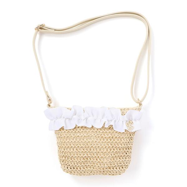 ZOZO問い合わせ番号:106368537ショップ:BEBE ONLINE STORE，ベベ オンラインストアブランド:Tartine et Chocolat，タルティーヌエショコラ商品名:【お揃い】麦わら見えフリルデザイン ペーパーショル...