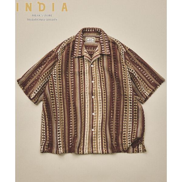 ZOZO問い合わせ番号:106368544ショップ:FREAK'S STORE，フリークスストアブランド:FREAK'S STORE，フリークスストア商品名:【新色追加】インド製 リラックスフィット 総柄レース マルチストライプ オープンカ...