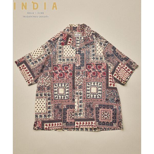 ZOZO問い合わせ番号:106368548ショップ:FREAK'S STORE，フリークスストアブランド:FREAK'S STORE，フリークスストア商品名:インド製 リラックスフィット ペイズリー柄プリント オープンカラーシャツ ショート...