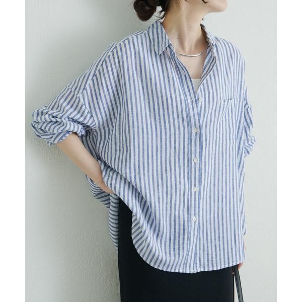 ZOZO問い合わせ番号:106370165ショップ:PUAL CE CIN，ピュアルセシンブランド:PUAL CE CIN，ピュアルセシン商品名:麻レーヨンストライプシャツカテゴリ:トップス>シャツ/ブラウスブランド品番:026104...