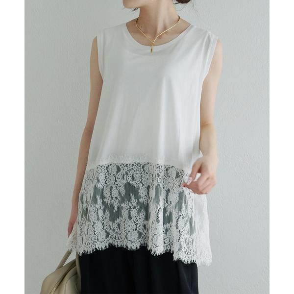 『タイムセール実施中』ZOZO問い合わせ番号:106370807ショップ:PUAL CE CIN，ピュアルセシンブランド:PUAL CE CIN，ピュアルセシン商品名:レースヘムノースリーブカットソーカテゴリ:トップス>Tシャツ/カッ...