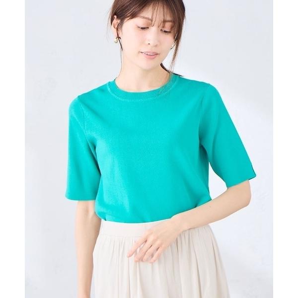 ZOZO問い合わせ番号:106408610ショップ:a.v.v，アー・ヴェ・ヴェブランド:a.v.v，アーヴェヴェ商品名:ハーフスリーブクルーネックサマーニット【洗える/接触冷感/UVカット】カテゴリ:トップス>ニット/セーターブラン...