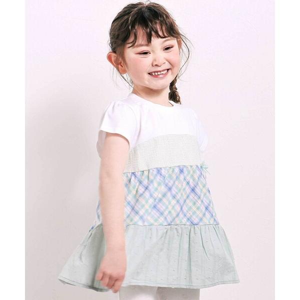 ZOZO問い合わせ番号:106408803ショップ:BEBE ONLINE STORE，ベベ オンラインストアブランド:SLAP SLIP，スラップスリップ商品名:【お揃い】マドラスチェックティアード半袖Tシャツ(80~130cm)カテゴリ...