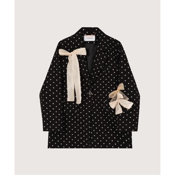 ZOZO問い合わせ番号:106409507ショップ:P L U M STORE，プラム ストアブランド:LA POMME petit，ラポミ・プチ商品名:Dots Ribbon Attacked Jacketカテゴリ:ジャケット/アウター&...