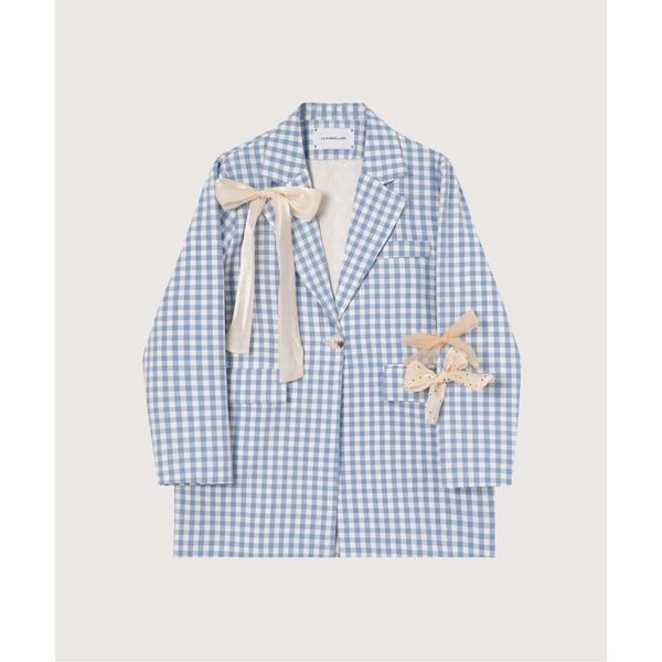 ZOZO問い合わせ番号:106409574ショップ:P L U M STORE，プラム ストアブランド:LA POMME petit，ラポミ・プチ商品名:Crisp Plaid Ribbon Attacked Jacketカテゴリ:ジャケッ...