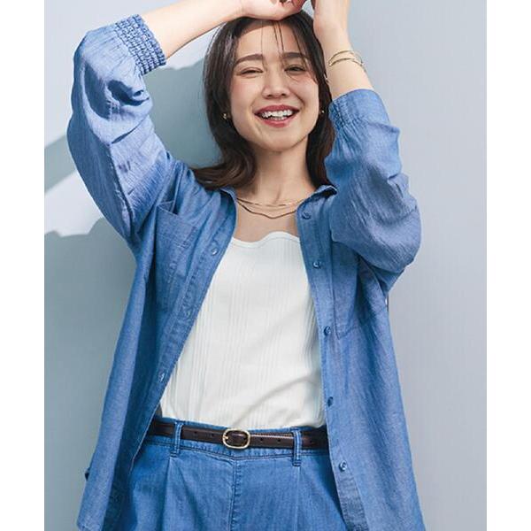 ZOZO問い合わせ番号:106410957ショップ:SHOO・LA・RUE，シューラルーブランド:SHOO・LA・RUE，シューラルー商品名:【綿100%/UV/S-LL/体型カバー】優しく透ける 柔らかシアーデニムシャツカテゴリ:トップス...