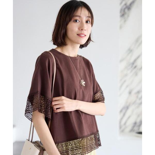 ZOZO問い合わせ番号:106410963ショップ:SHOO・LA・RUE，シューラルーブランド:SHOO・LA・RUE，シューラルー商品名:【洗濯機可/ひんやり/体型カバー/S-LL】レース使いがポイント デザインTシャツカテゴリ:トップ...