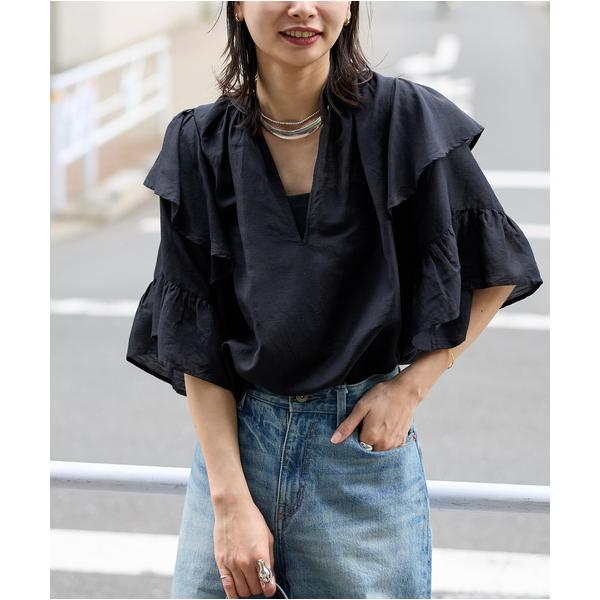 ZOZO問い合わせ番号:106411017ショップ:JOURNAL STANDARD，ジャーナルスタンダードブランド:JOURNAL STANDARD，ジャーナルスタンダード商品名:《追加3》ソフトクロスフリルスリーブブラウスカテゴリ:トッ...