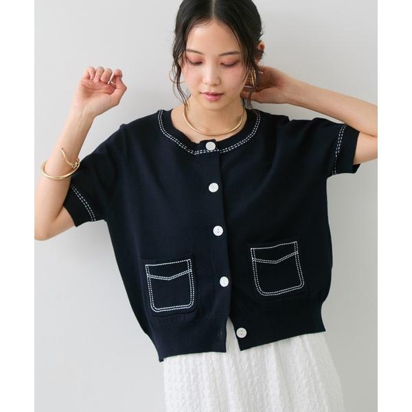 ZOZO問い合わせ番号:106411913ショップ:VIS，ビスブランド:VIS，ビス商品名:ハーフスリーブステッチカーディガン/イージーケアカテゴリ:トップス>カーディガン/ボレロブランド品番:2026-A-BVK16220素材:綿...