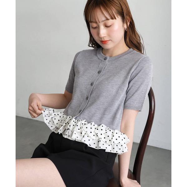 『タイムセール実施中』ZOZO問い合わせ番号:106412183ショップ:tiptop+pocket，ティップトッププラスポケットブランド:tiptop，ティップトップ商品名:裾布帛ペプラムカーディガンカテゴリ:トップス>カーディガン...